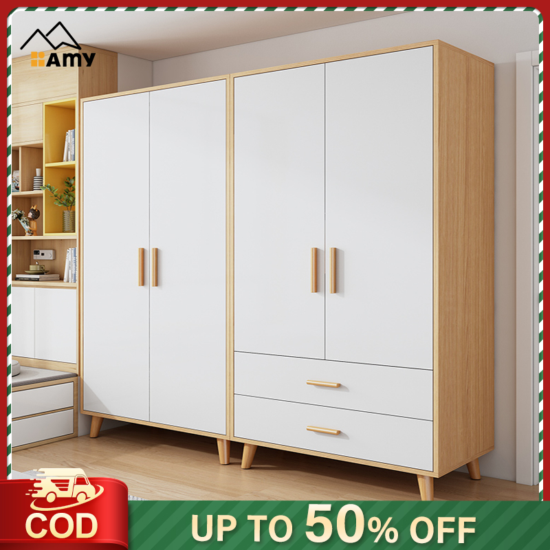 AMY 2/3/4 doors Wardrobe Clothes Storage Cabinet Wooden Home Furniture ...