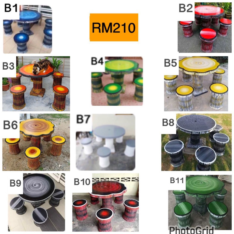 COD free shipping 0179700720 SET MEJA BATU KERUSI BULAT 4 | Shopee Malaysia