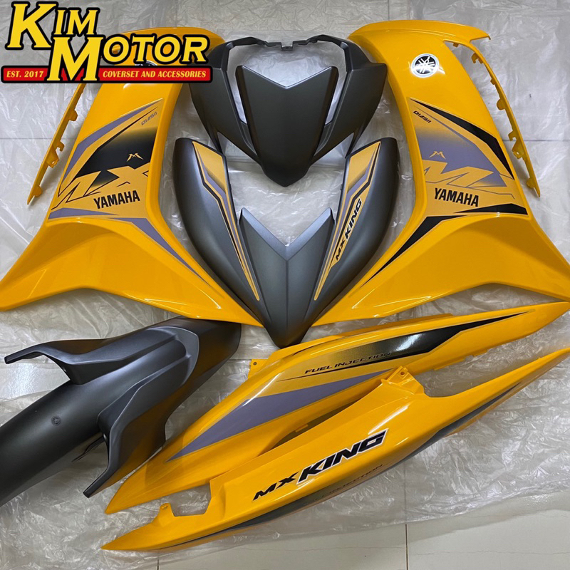COVERSET LC V8 ORIGINAL VELOZI MXKING MATT GREY YELLOW KUNING STRIPE ...