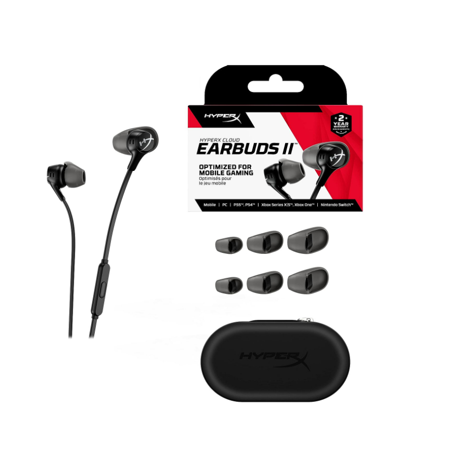 HyperX Cloud Earbuds II Gaming Headphones II with Mic(Black) - 70N24AA ...
