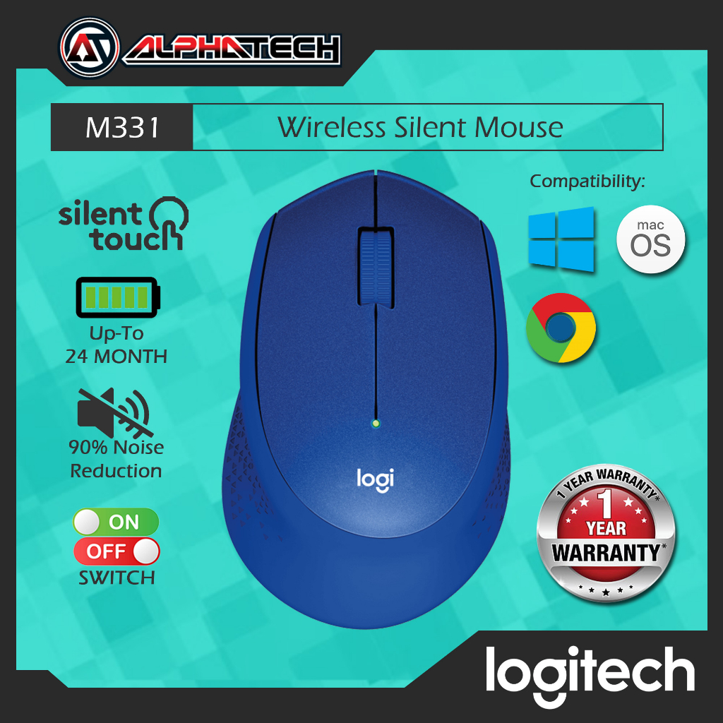 (Clear Stock) Logitech M331 Silent Wireless Mouse, Compatible Windows ...