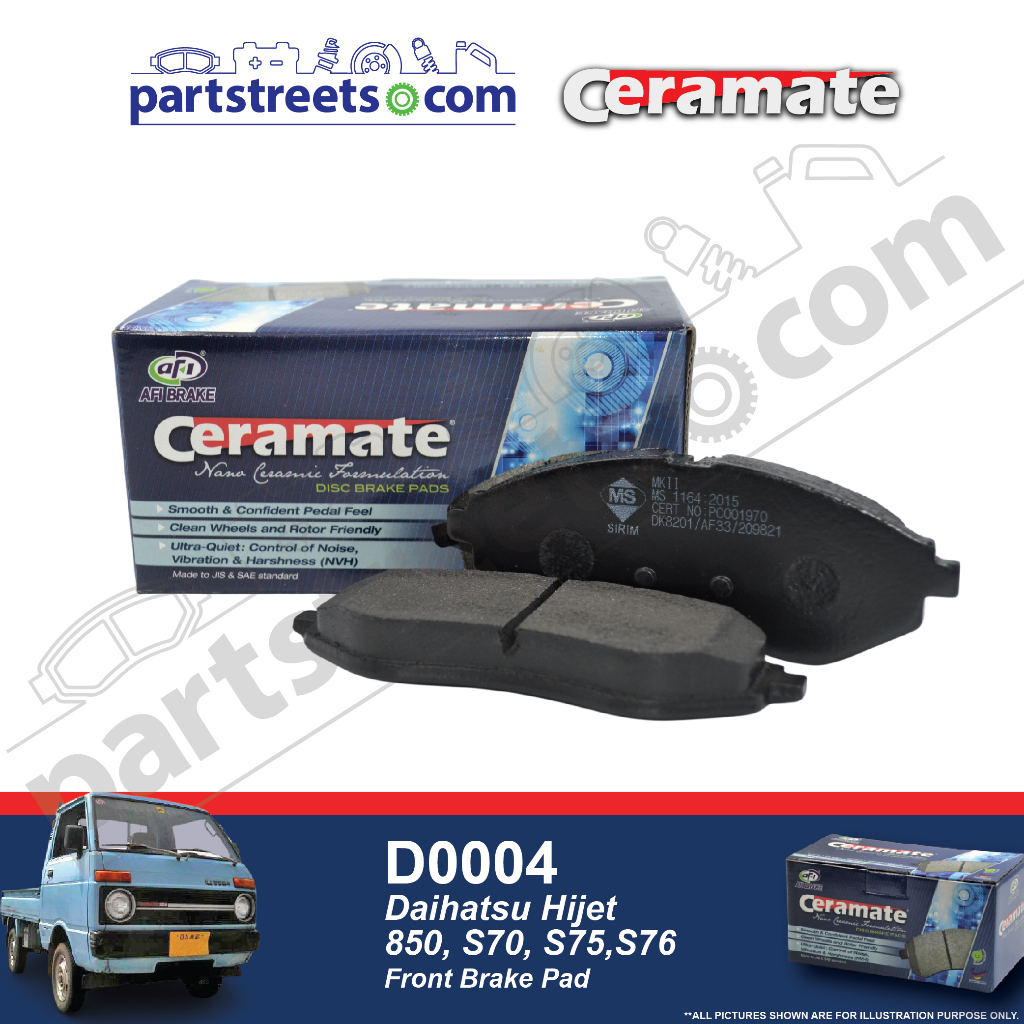 Ceramate Front Brake Pad - Perodua Kancil 660, 850 - D0004 (1set) | Shopee Malaysia