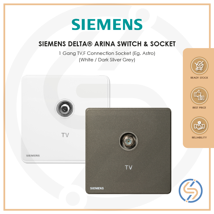 Siemens Delta Arina 1 Gang TV,F Connection Socket (Eg. Astro) | Shopee ...