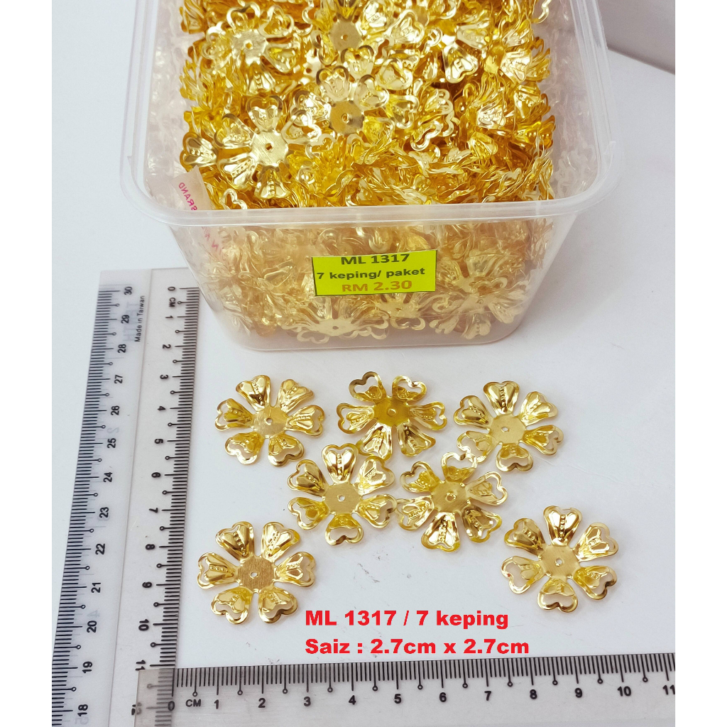 Kepingan besi emas bercorak kerawang untuk sanggul melintang | Shopee ...