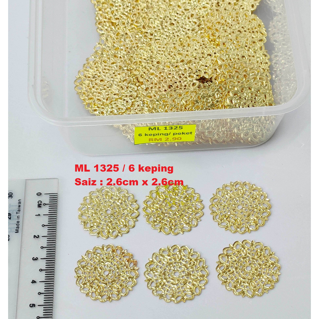 Kepingan besi emas bercorak kerawang untuk sanggul melintang | Shopee ...