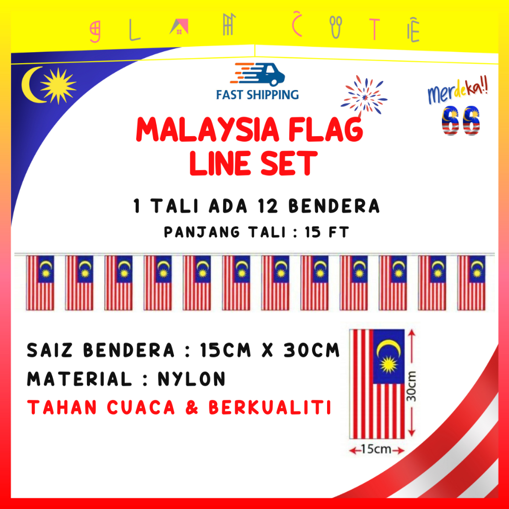 Bendera Malaysia kecil gantung bunting Jalur Gemilang Merdeka Hari ...