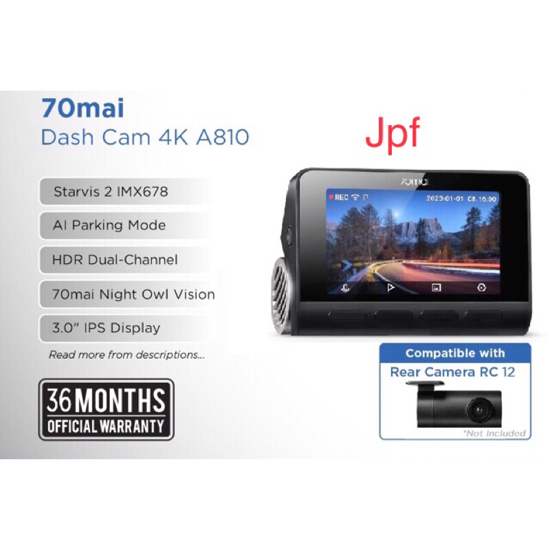 70mai A810 New Update 4K HDR Dual Channel DVR dash cam (Built in ADAS and GPS)car cemera car ...