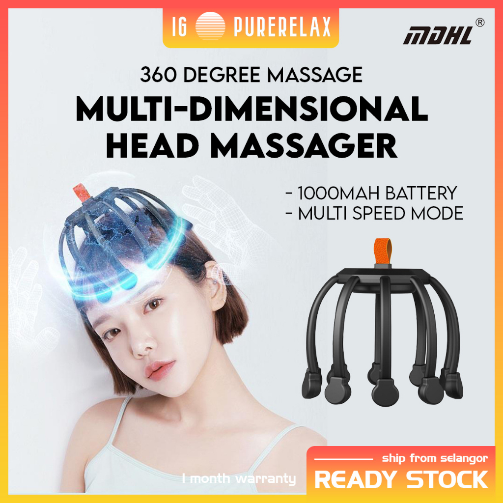 360 Degree Multi Dimensional Head Massager 1000 mAh Battery Multi Speed ...