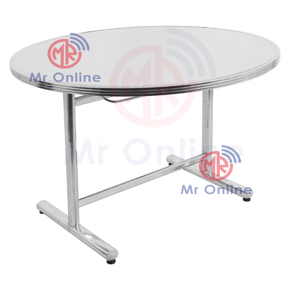 High Quality Stainless Steel Foldable Round Table with H Stand/Meja ...