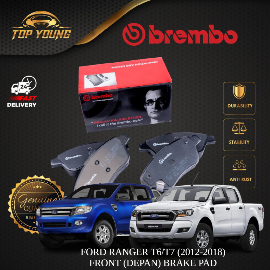 BREMBO FORD RANGER T6 / T7 (2.2 / 3.2 )( 2012 ~ 2018 ) FRONT ( DEPAN ...