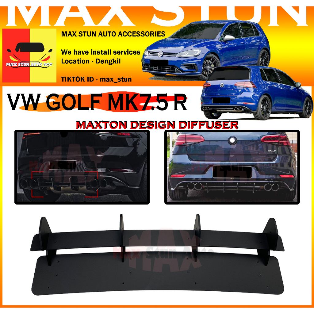 VOLKSWAGEN GOLF MK7.5 R MAXTON DESIGN REAR DIFFUSER VW GOLF 7.5R GOLF R ...