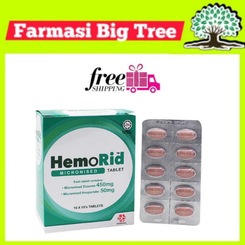 HEMO RID MICRONISED TABLET 1 BOX (100 TABLETS) buasir hemorid HEMORID ...