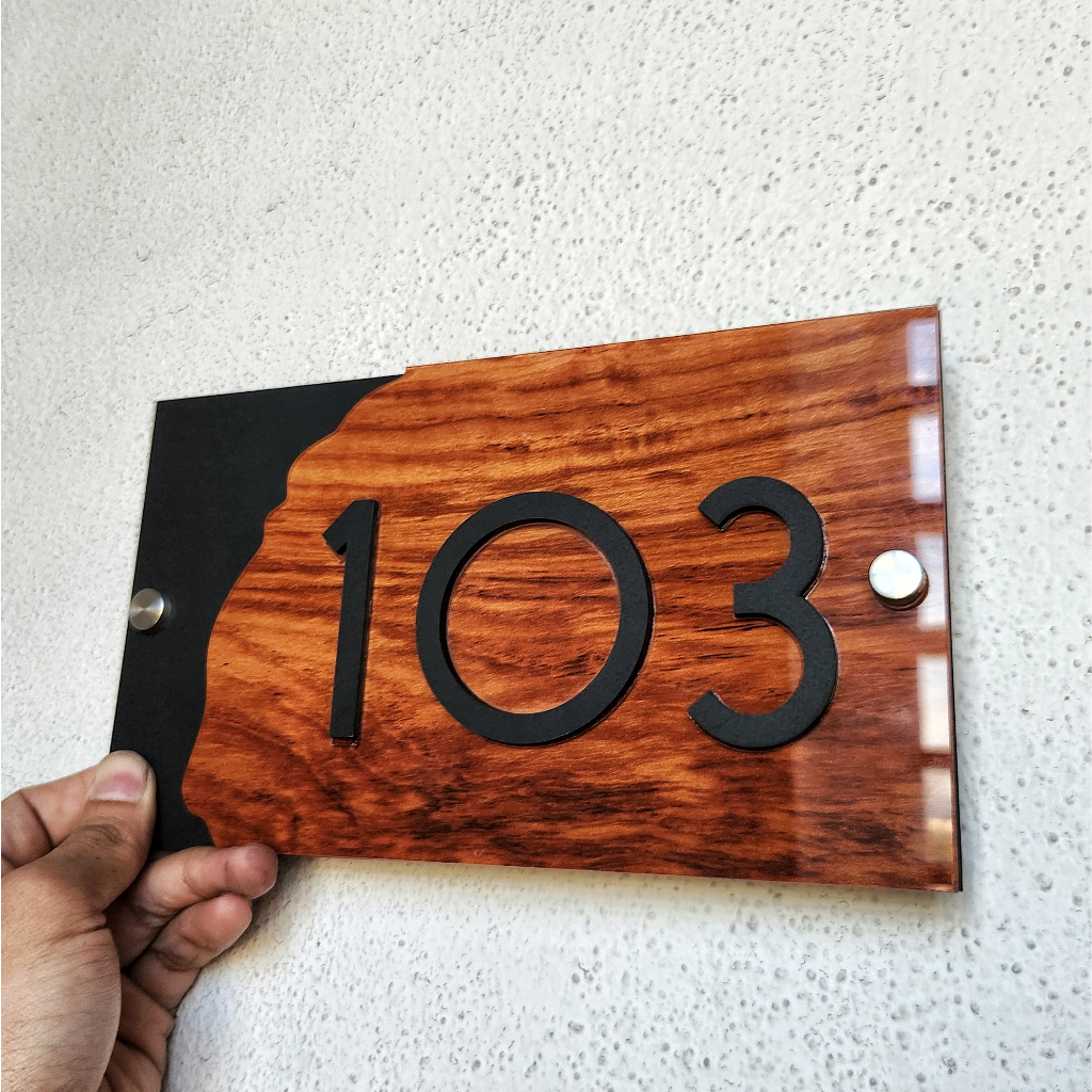 Wood 3D Customized House Number Plate Home Sign Decor Nombor Rumah ...