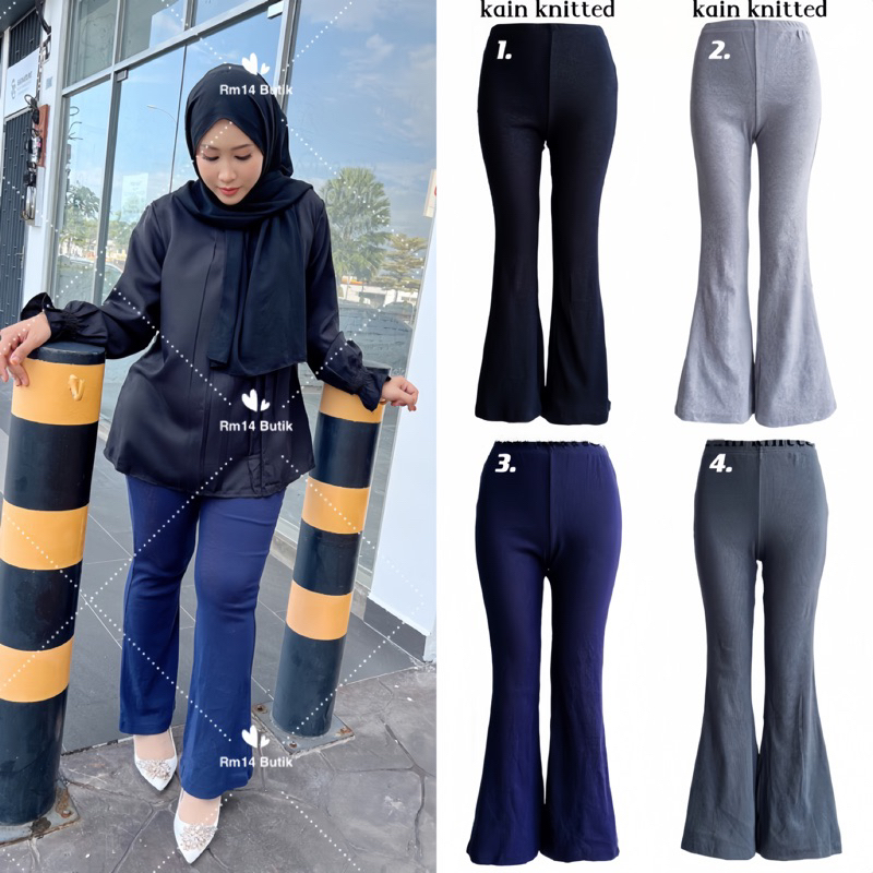 Seluar Slack Sukan Bootcut Wanita High Waist Flare Wide Leg trousers ...