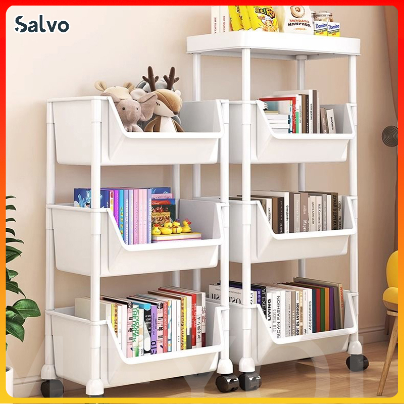 Multi-Layer Storage Rack With Wheels Movable Book Shelf Rack Household ...