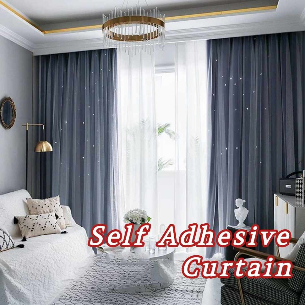 Self-adhesive Window Curtain Bedroom Curtain Blackout Curtains Paste ...