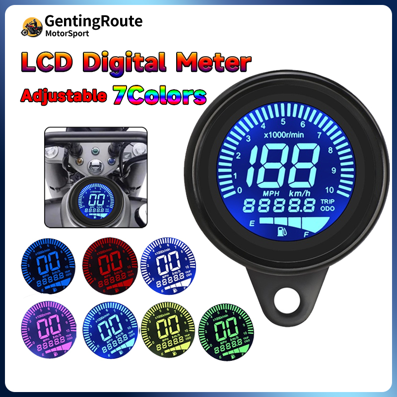 DIGITAL METER LED LCD SPEEDOMETER INSTRUME UNIVERSAL MOTOR RPM METER ...