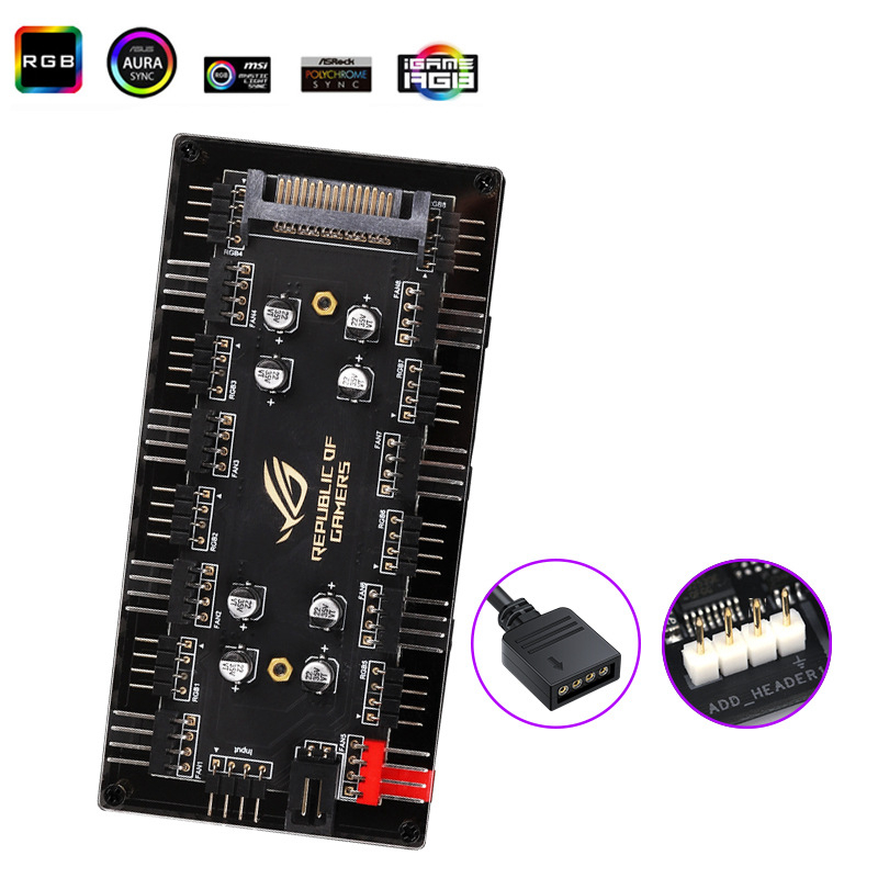 5V ARGB 3PIN + PWM 4PIN / 12V RGB 4PIN HUB Motherboard ARGB Extension Hub | Shopee Malaysia