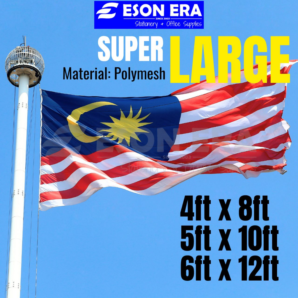 Malaysia Flag Polymesh 4x8ft / 5x10ft / 6x12ft High Quality Bendera ...