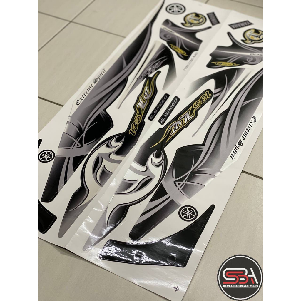 STICKER BODY SET / COVER SET LC V1 MORITAKA SET BATIK HITAM YAMAHA ...