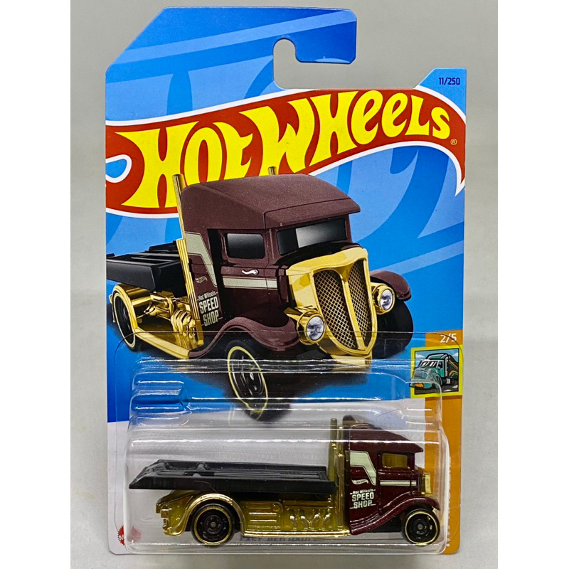 Hot Wheels FAST BED HAULER Dark Maroon Red Gold Transporter Pickup ...