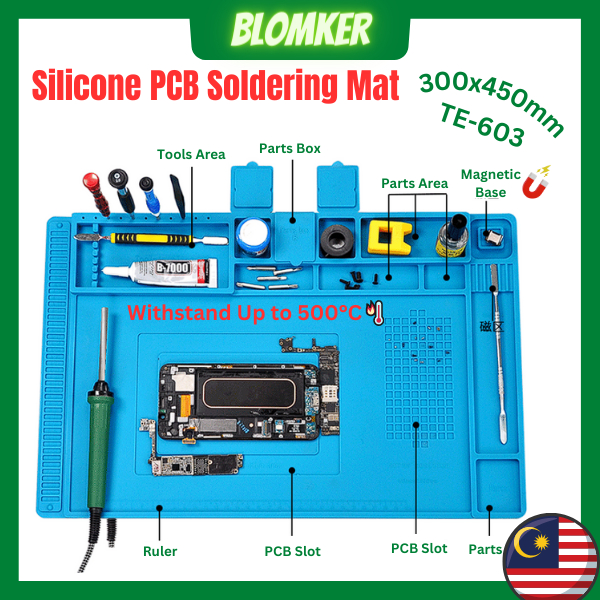 TE-603 Magnetic 300x450mm PCB Soldering Mat Heat Resistant Phone Repair ...