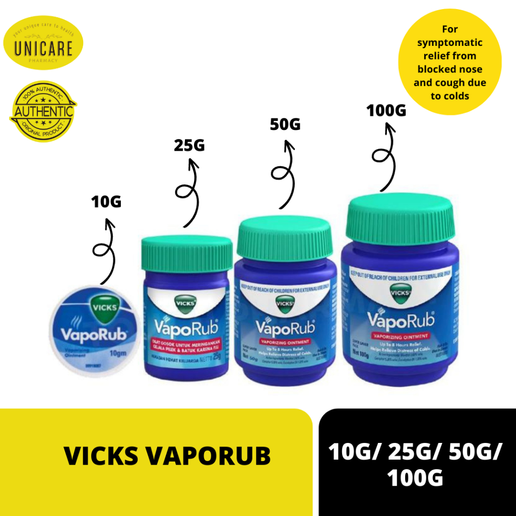 VICKS VAPORUB (10G/ 25G/ 50G/ 100G) OR VICKS INHALER 0.5ML | Shopee ...