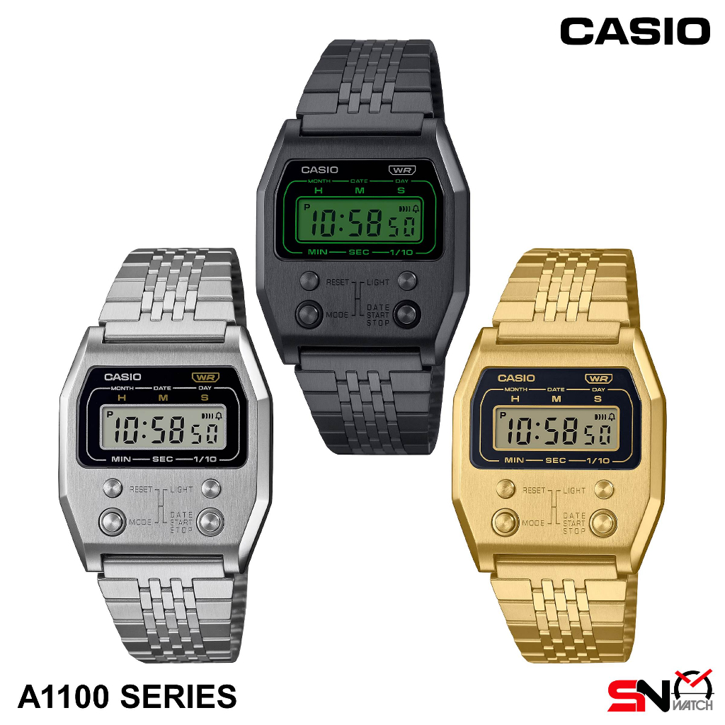 Casio Vintage A1100B A1100D A1100G Stainless Steel Band Men Watch Women Watch Unisex Watch ...