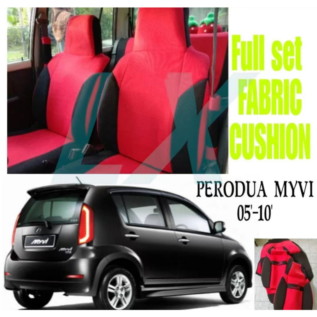 PERODUA MYVI OLD (05'-10')LOGO MYVI/FIBRIC CUSHION/SEAT COVER FULL SET ...
