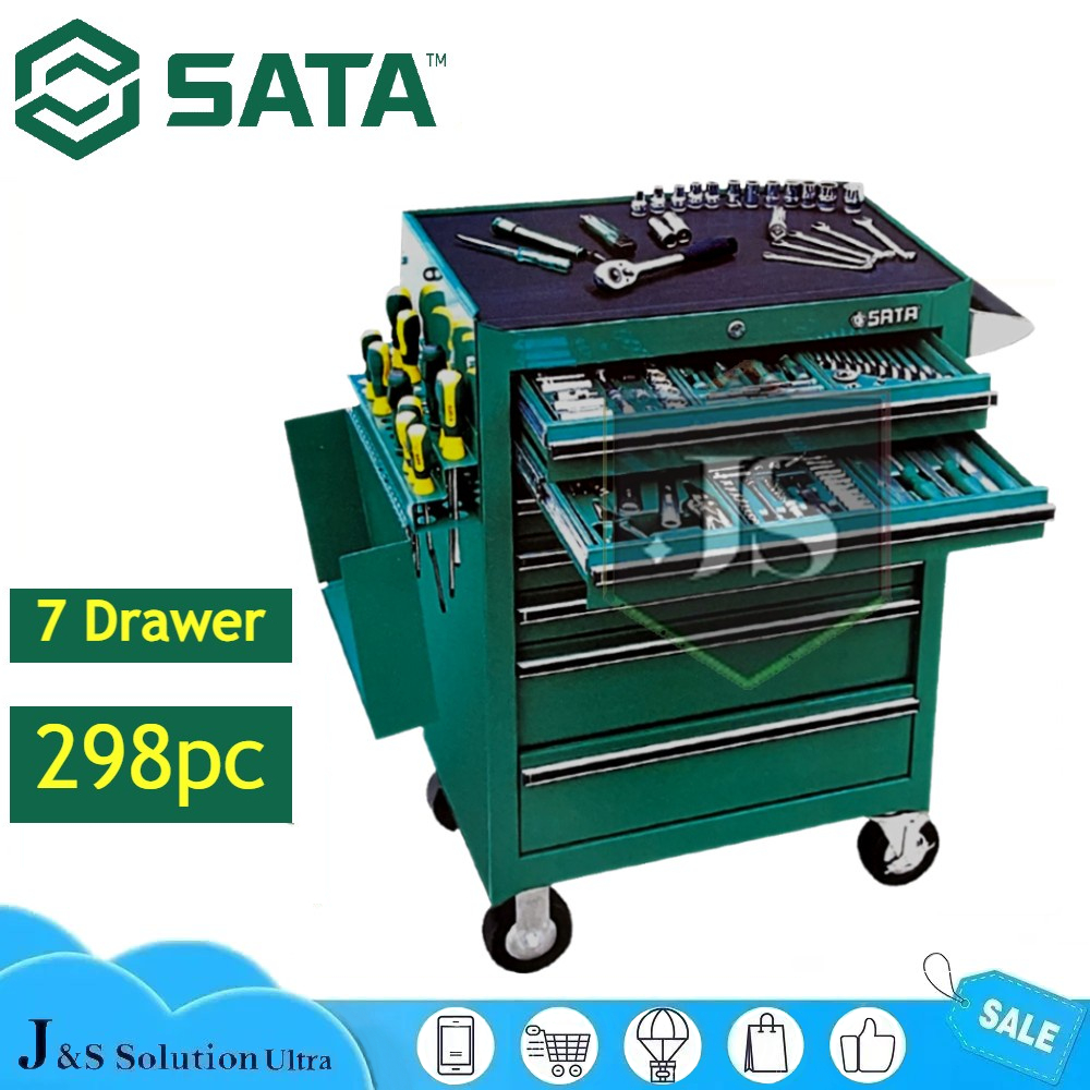 SATA ( 95107P-15-A ) 298pc 7 Drawer Tool Trolley Set | Shopee Malaysia