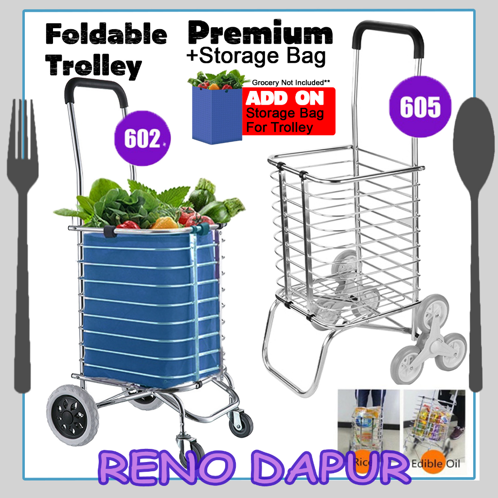 4 Wheel 6 Wheel Foldable Market Trolley Shopping Aluminium Light Duty ...