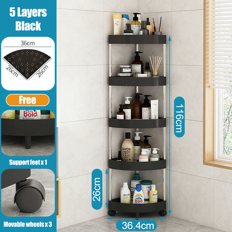 Corner Triangular Shelves Trolley Rack Bathroom Floor Multi-Layer ...