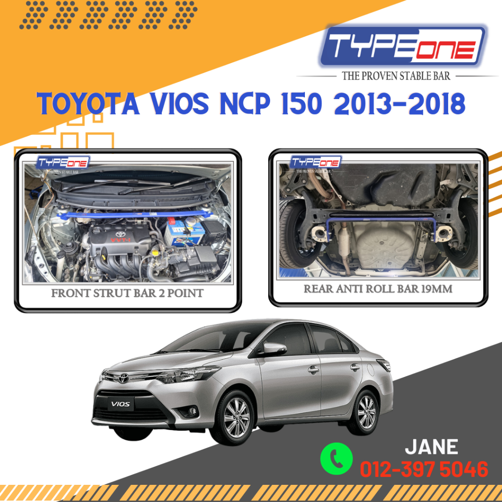 🔥 READY STOCK 🔥TYPE ONE STABLE BAR - TOYOTA VIOS NCP150 2013 | Shopee ...