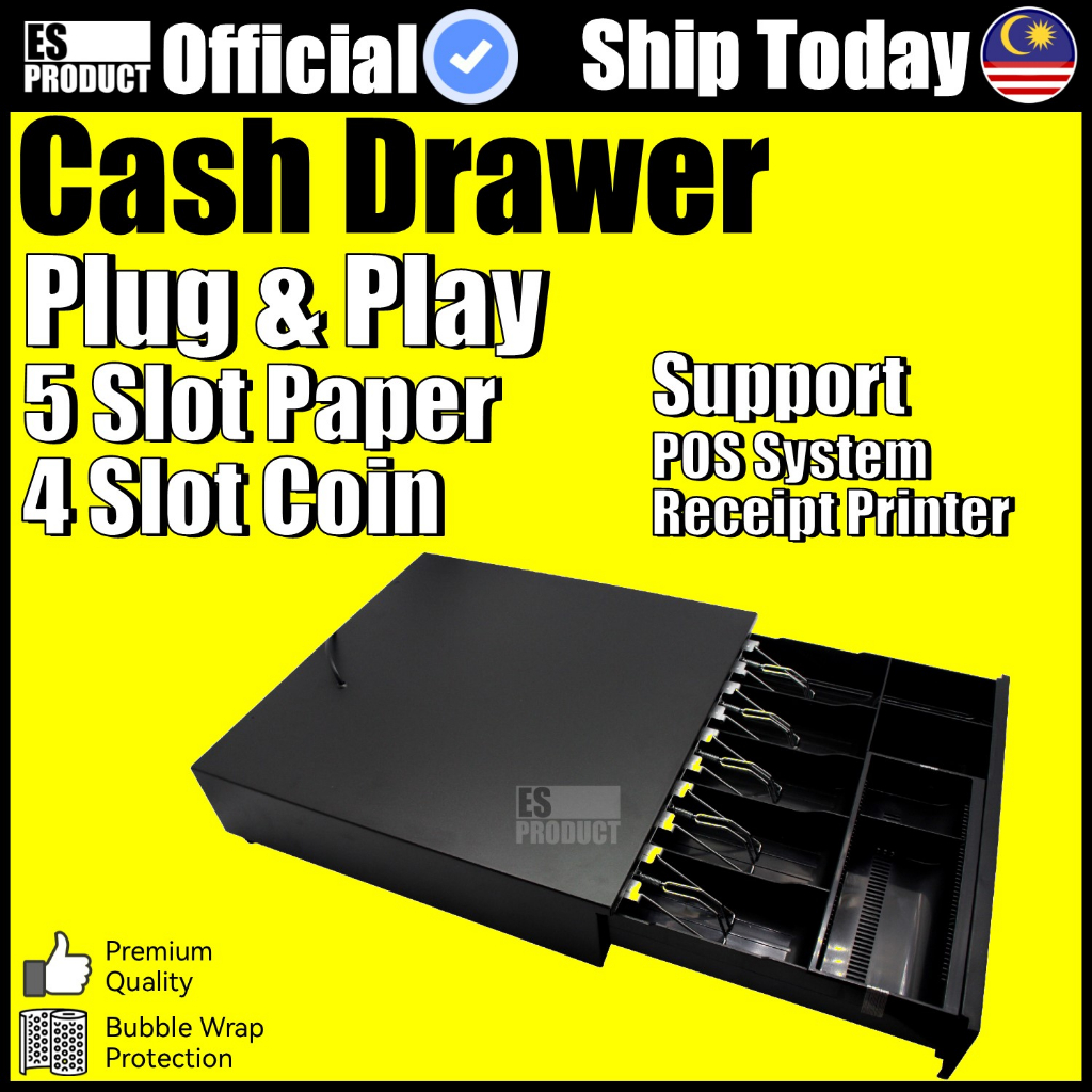 Official ES Cash Drawer Heavy Duty Register Box Pos System Recipt ...