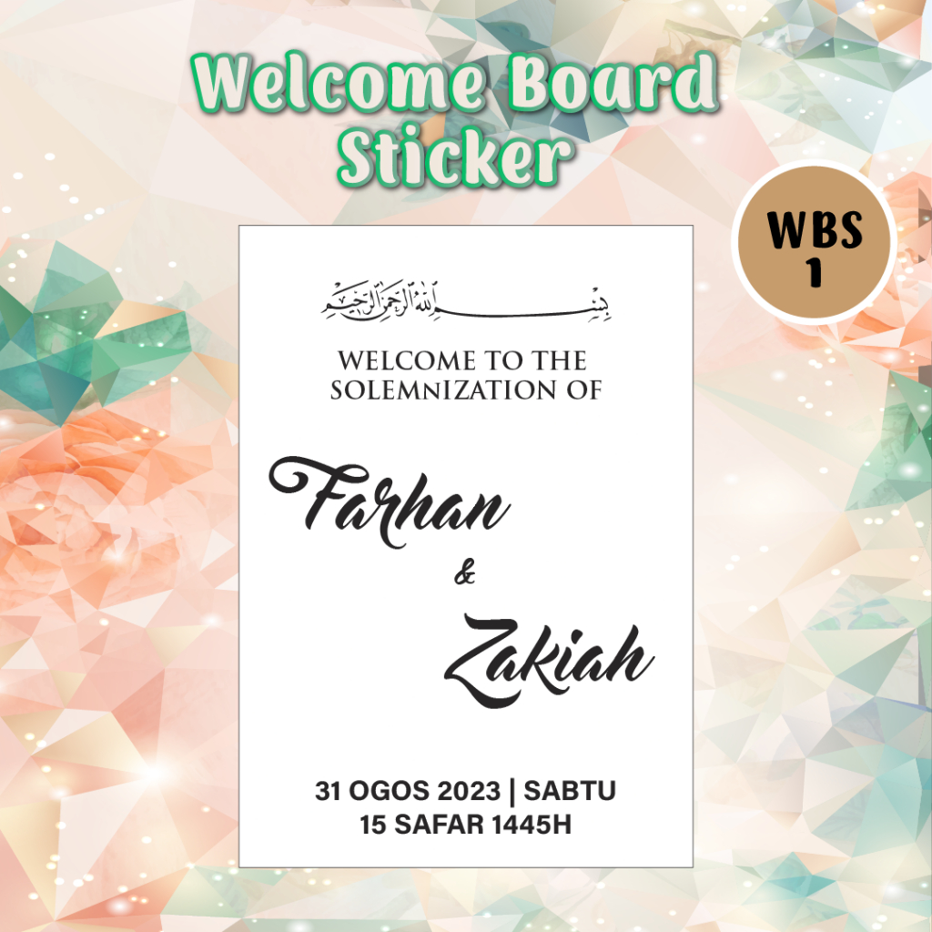 Sticker Welcome Board Wedding Mirror Cermin Custom Diy | Shopee Malaysia