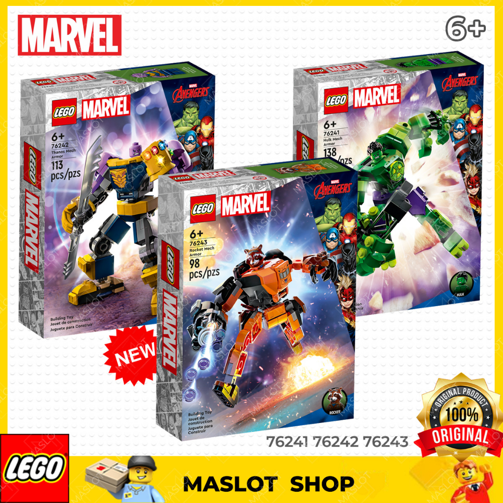 LEGO MARVEL Rocket Mech Armor 76243 / Thanos 76242 / Hulk 76241 ...