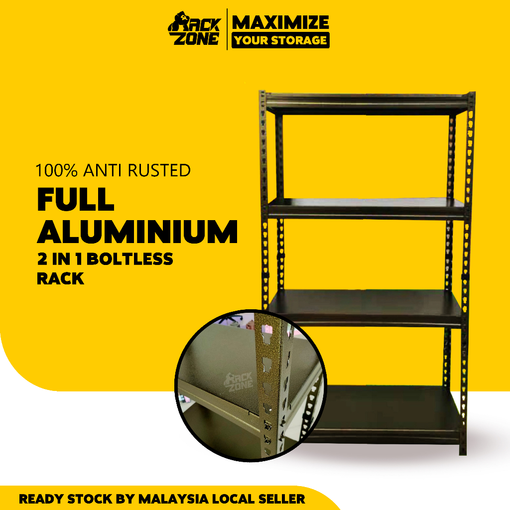 100% Anti Rusted Rak Besi Tak Karat Aluminium Boltless Rack Outdoor ...