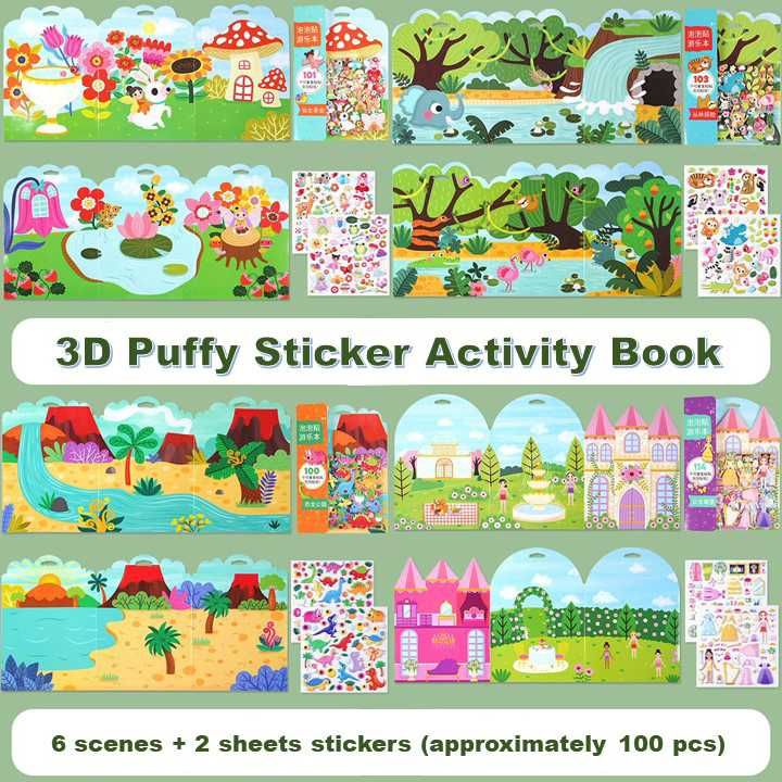 3D Puffy Sticker Activity Book For Kids Early Learning Educational Toys ...