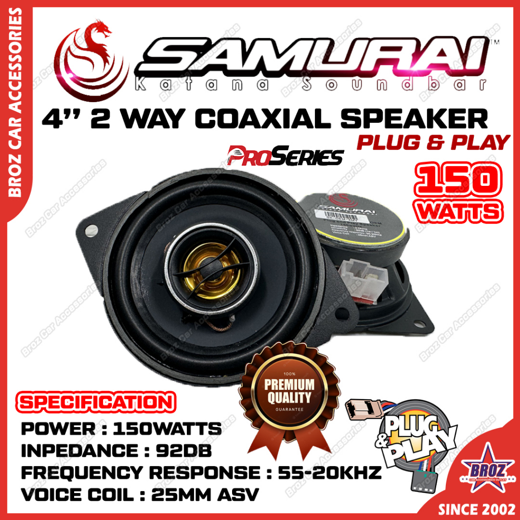 🔊 SAMURAI KATANA SOUNDBAR PRO SERIES 4 Inch 2 Way Plug & Play Front Rear OEM Speaker Car Audio ...
