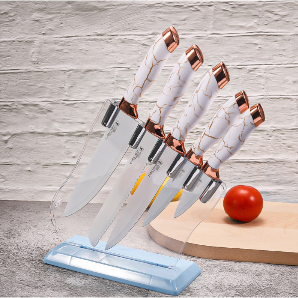 6-piece stainless steel cutlery set with stylish patterns and ...