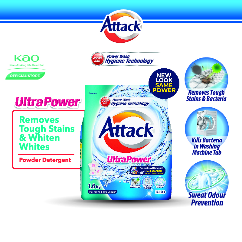 ATTACK Ultra Power Concentrate Detergent Powder (ATK) - 1.6kg | Shopee ...