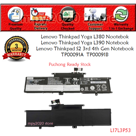Lenovo Thinkpad Yoga L380 L390 TP00091A TP00091B L17L3P53 L17C3P53 ...