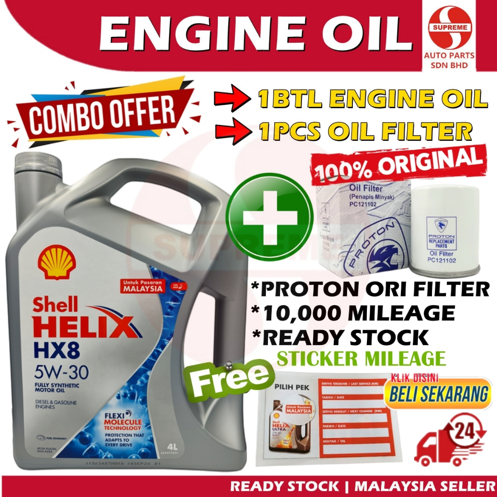 S2U Original Engine Oil Shell Helix HX8 5W30 SN PLUS Fully Synthetic ...