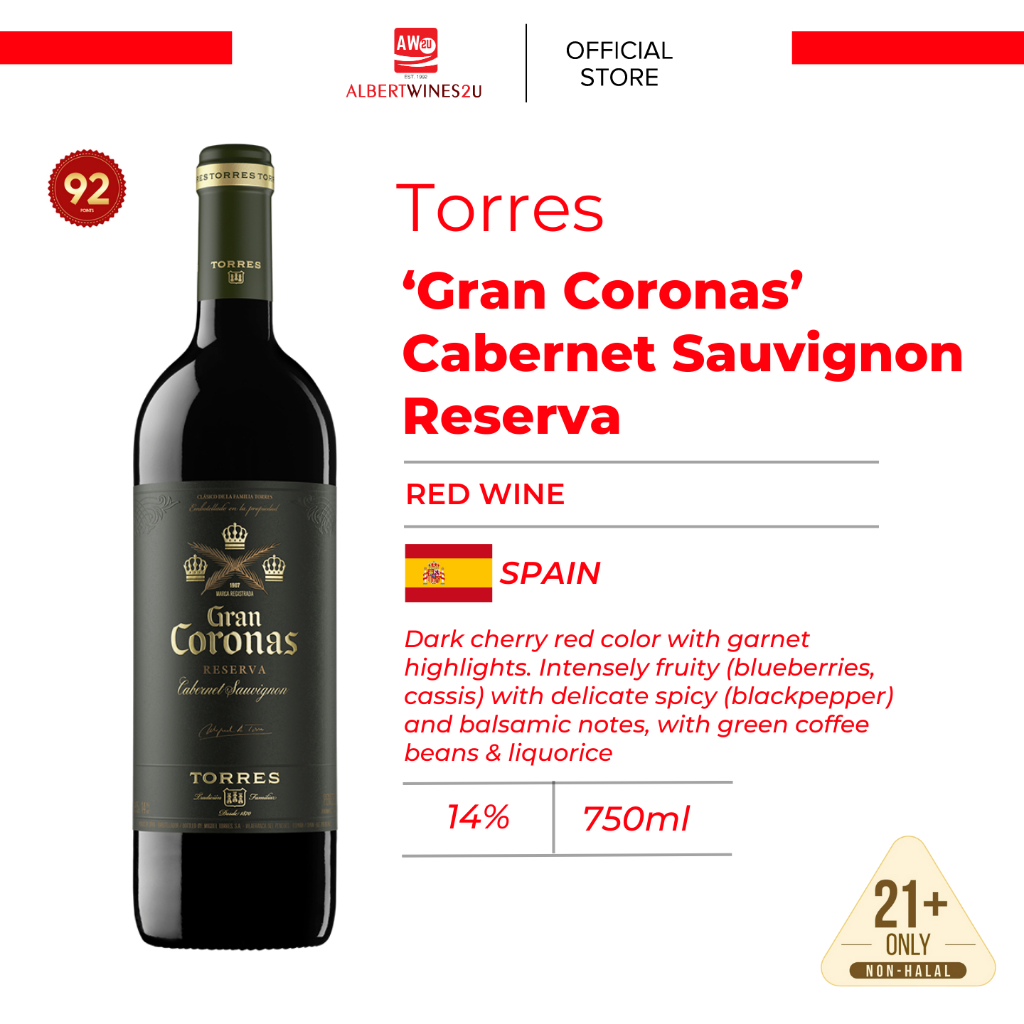 Torres 'Gran Coronas' Cabernet Sauvignon (Red Wine) 红酒 | Shopee Malaysia