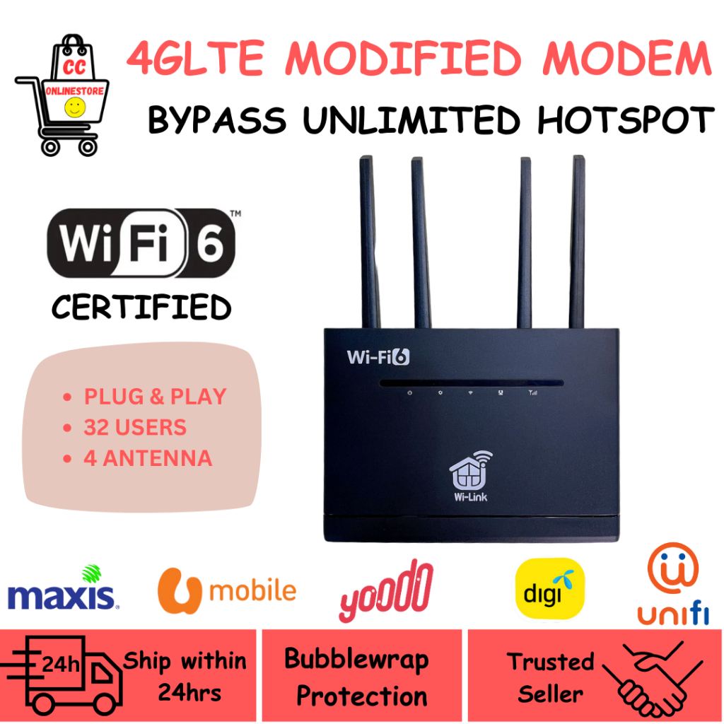 2023 MODIFIED MODEM 4G LTE MODEM V12 MOD ROUTER WIFI DATA 4 ANTENNA | Shopee Malaysia