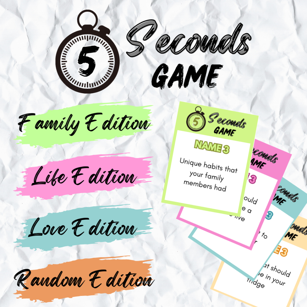 Cards Game | 5 Seconds Game Multiple Edition | Printable Game Cards ...