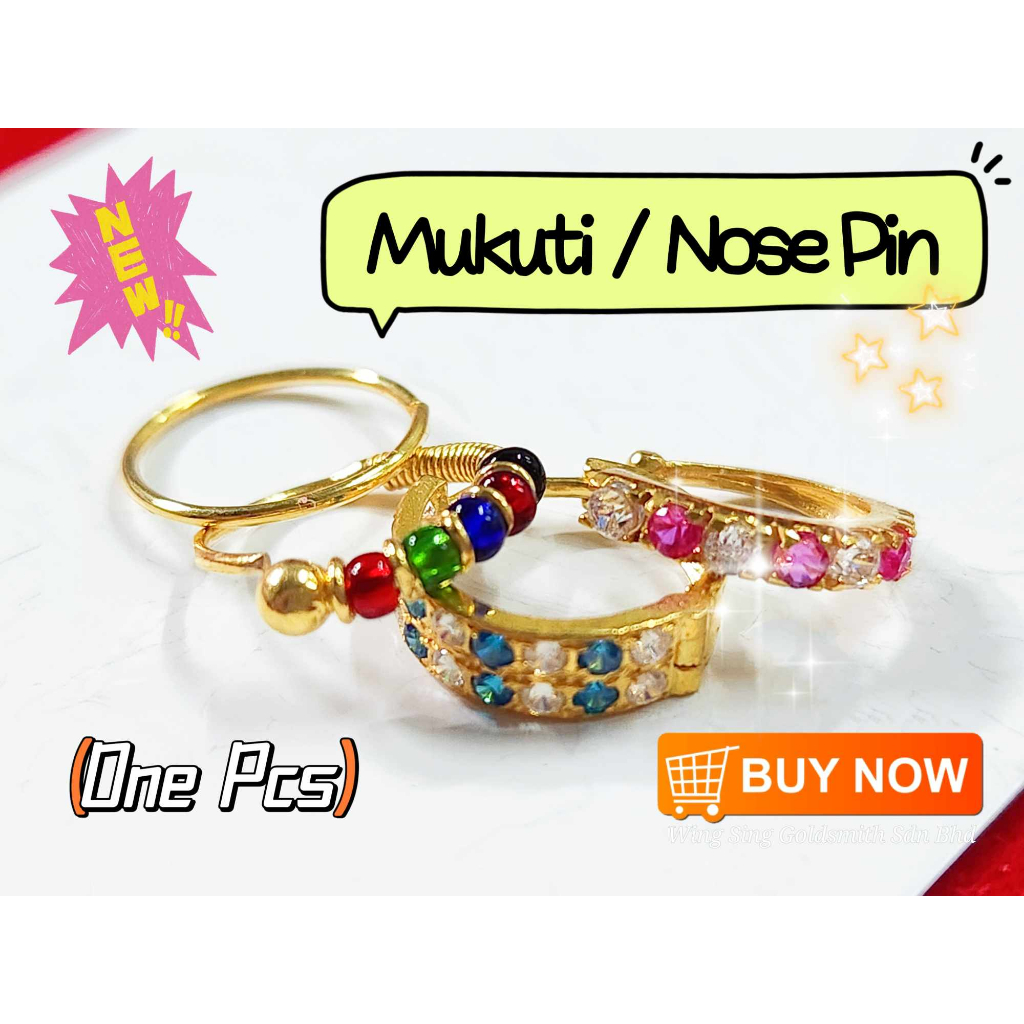 Wing Sing Mukuthi Mukuti Subang Hidung Bulat /1 PCS Clip Valayam Nose ...