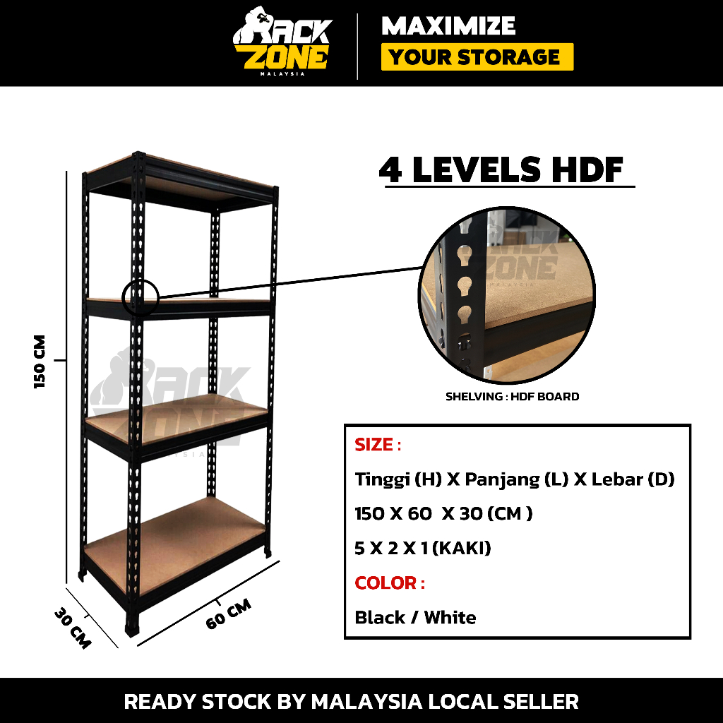 RACKZONE Home Rak Dapur Besi Bertingkat Serbaguna Boltless Rack Shelf ...