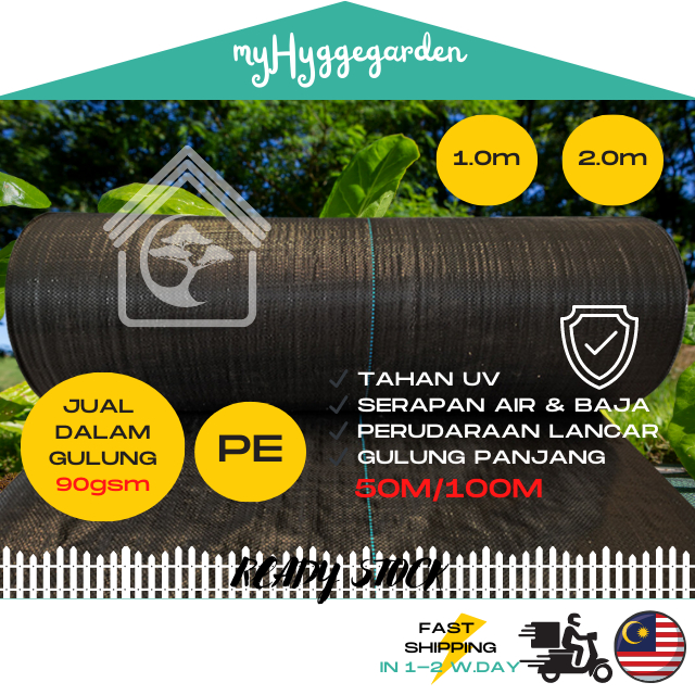 [ROLL] 1.0M/2.0M Width 90gsm Weed Control Mat Weedmat PE Black ...