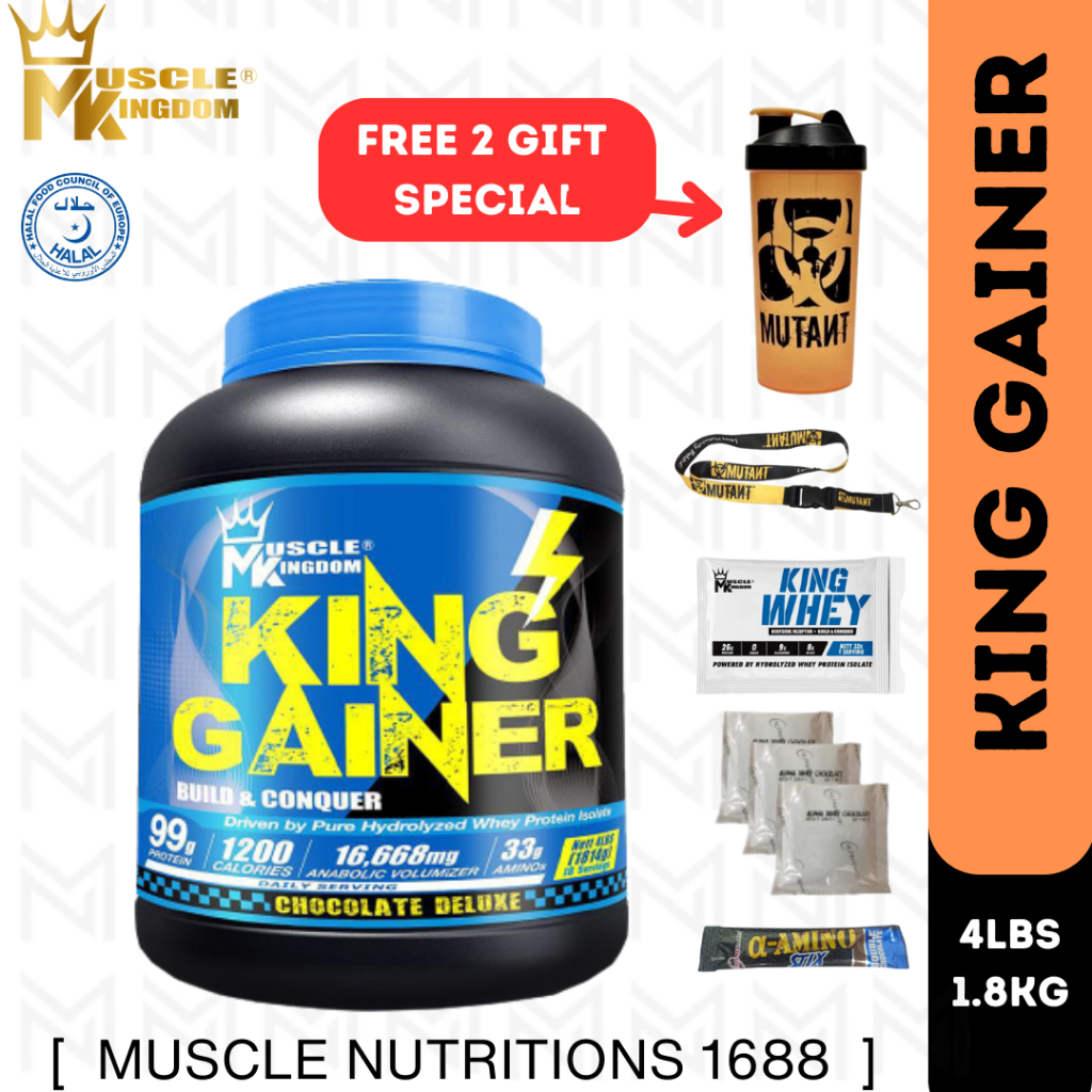 Mk Muscle Kingdom King Gainer 1814g (Free 2 Gift)Weight Gains,Halal ...